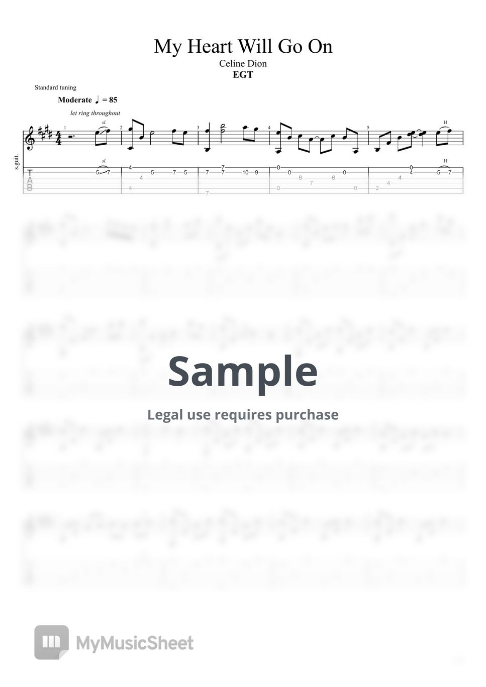 Celine Dion - My Heart Will Go On Sheets by EGT