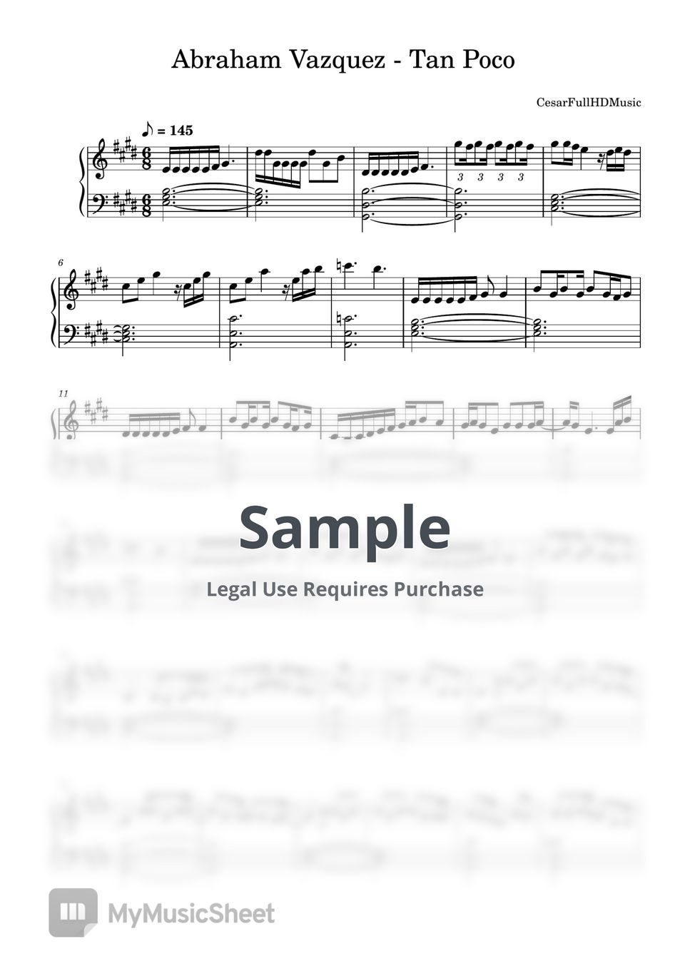 Abraham Vazquez - Tan Poco Sheet Music