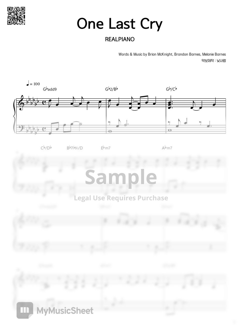 Brian Mcknight - One Last Cry (Original Key Gb) Sheet Music by ...