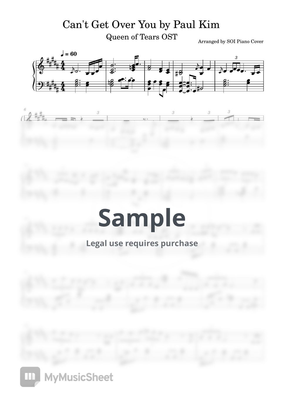 [Queen of Tears OST] Paul Kim - Can't Get Over You (Solo Piano) 樂譜 by ...