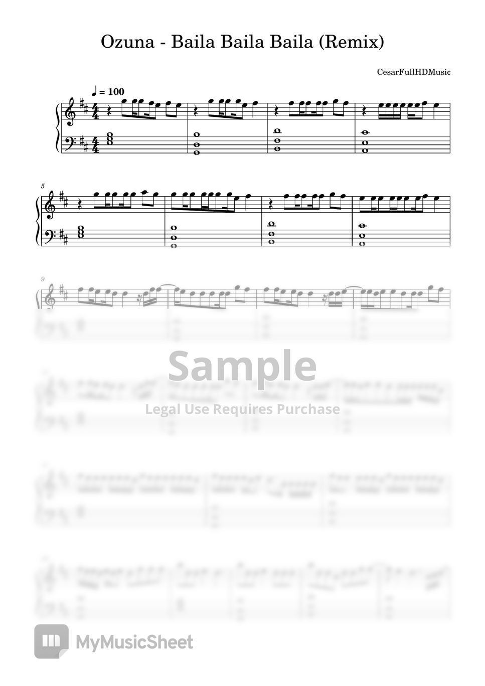 Ozuna - Baila Baila Baila (Remix) Sheet Music