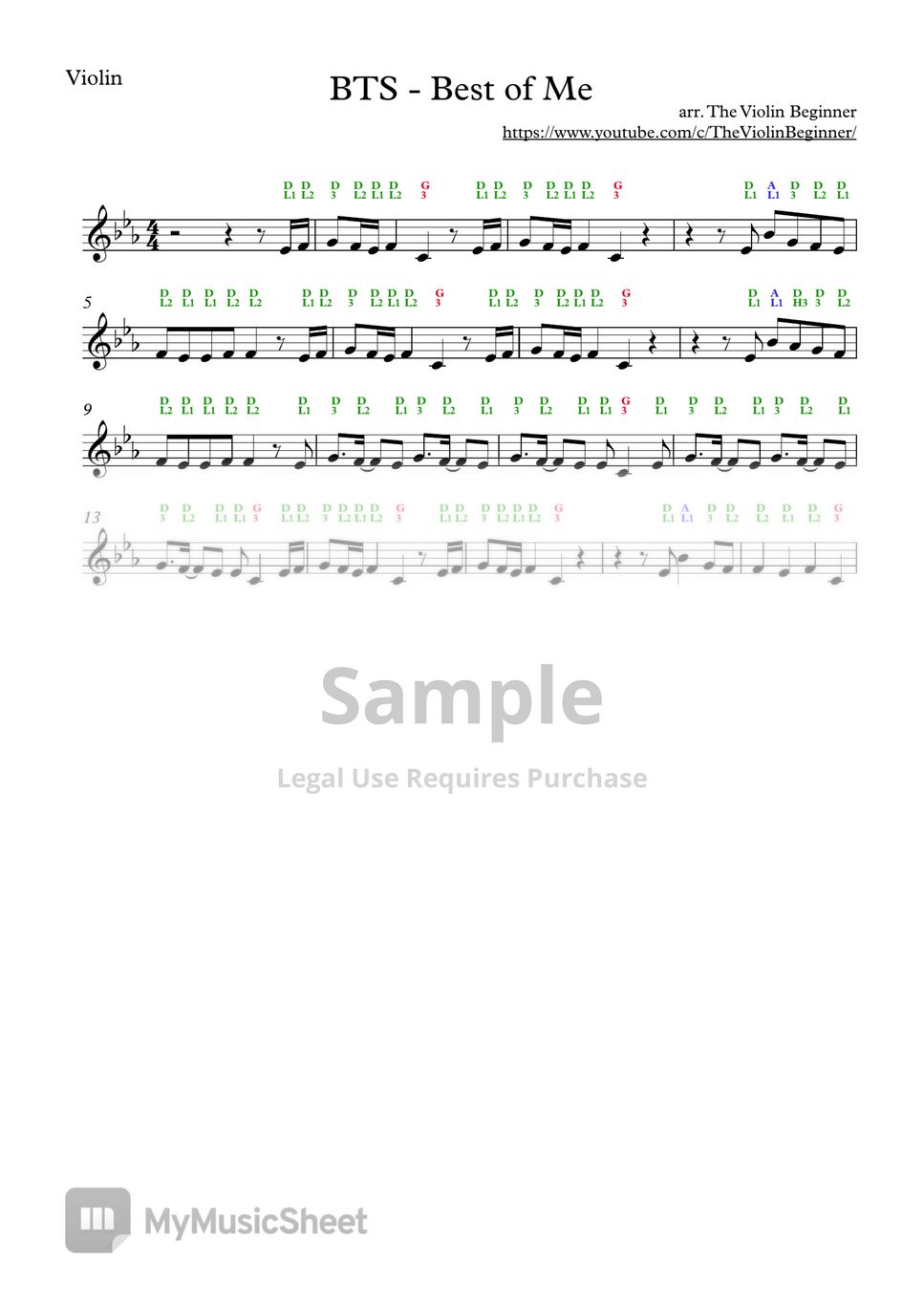 BTS - Best of Me 악보