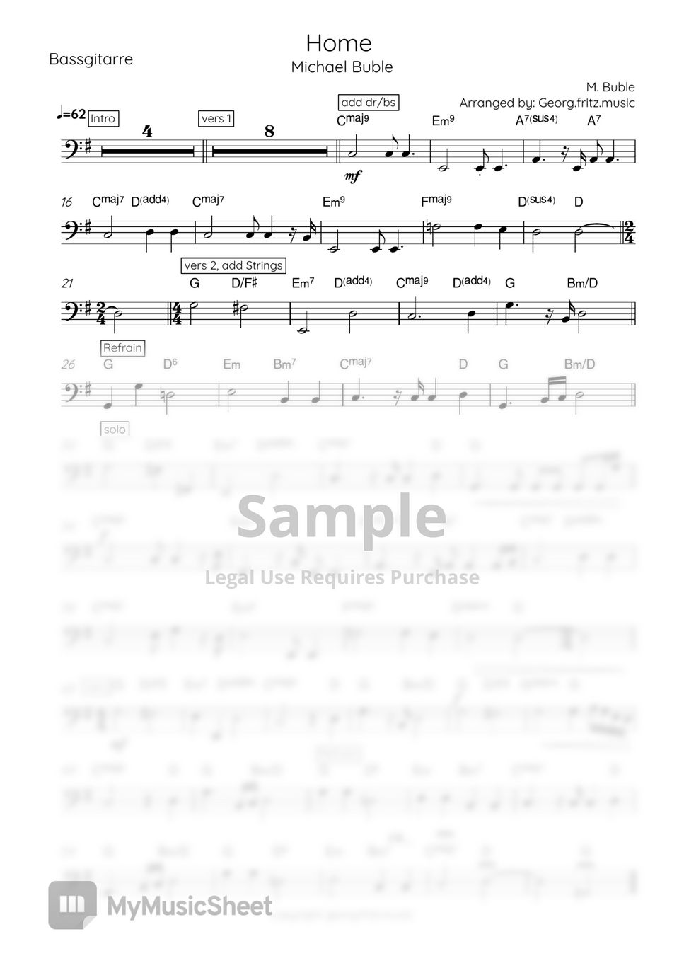 Michael Buble Home Full Rh Section Sheets By Georg Fritz Music