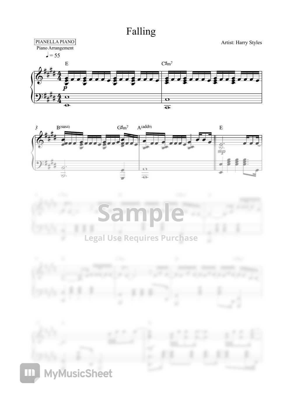 Harry Styles - Falling (Piano Sheet) Sheets by Pianella Piano