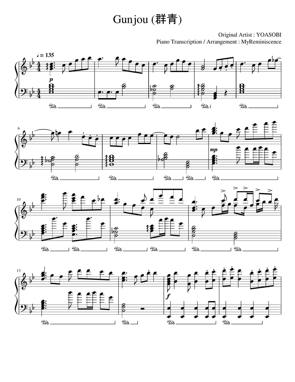 YOASOBI - Gunjou Sheets by Aoryn (MyReminiscence)