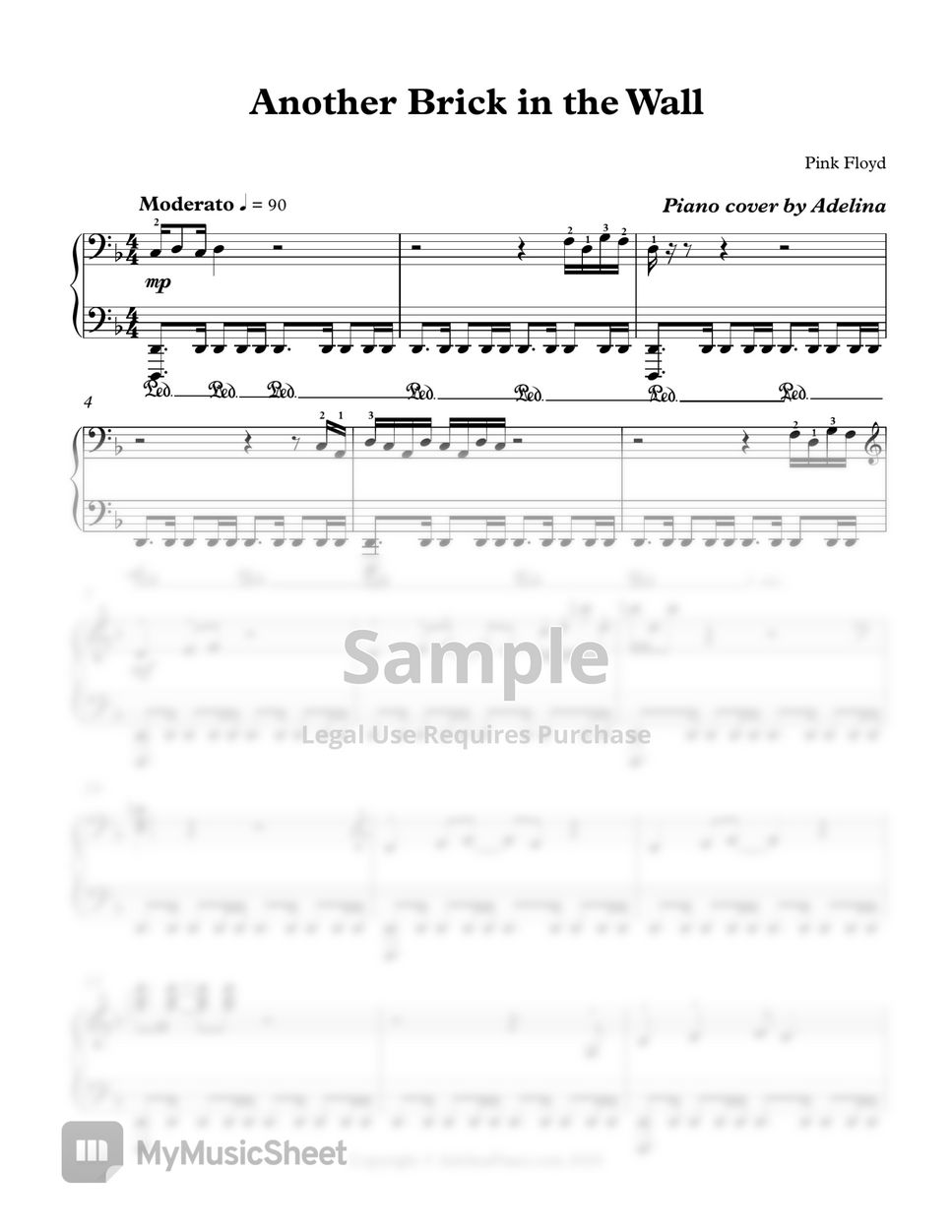 Pink Floyd - Another Brick in the Wall 악보 by Adelina Piano