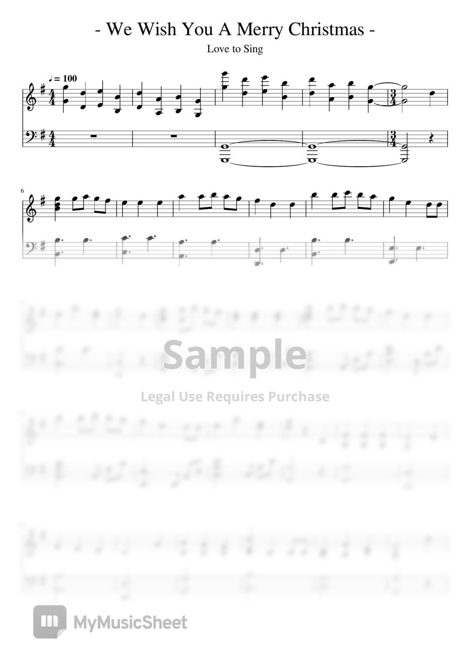 Love to Sing - We Wish You A Merry Christmas 악보