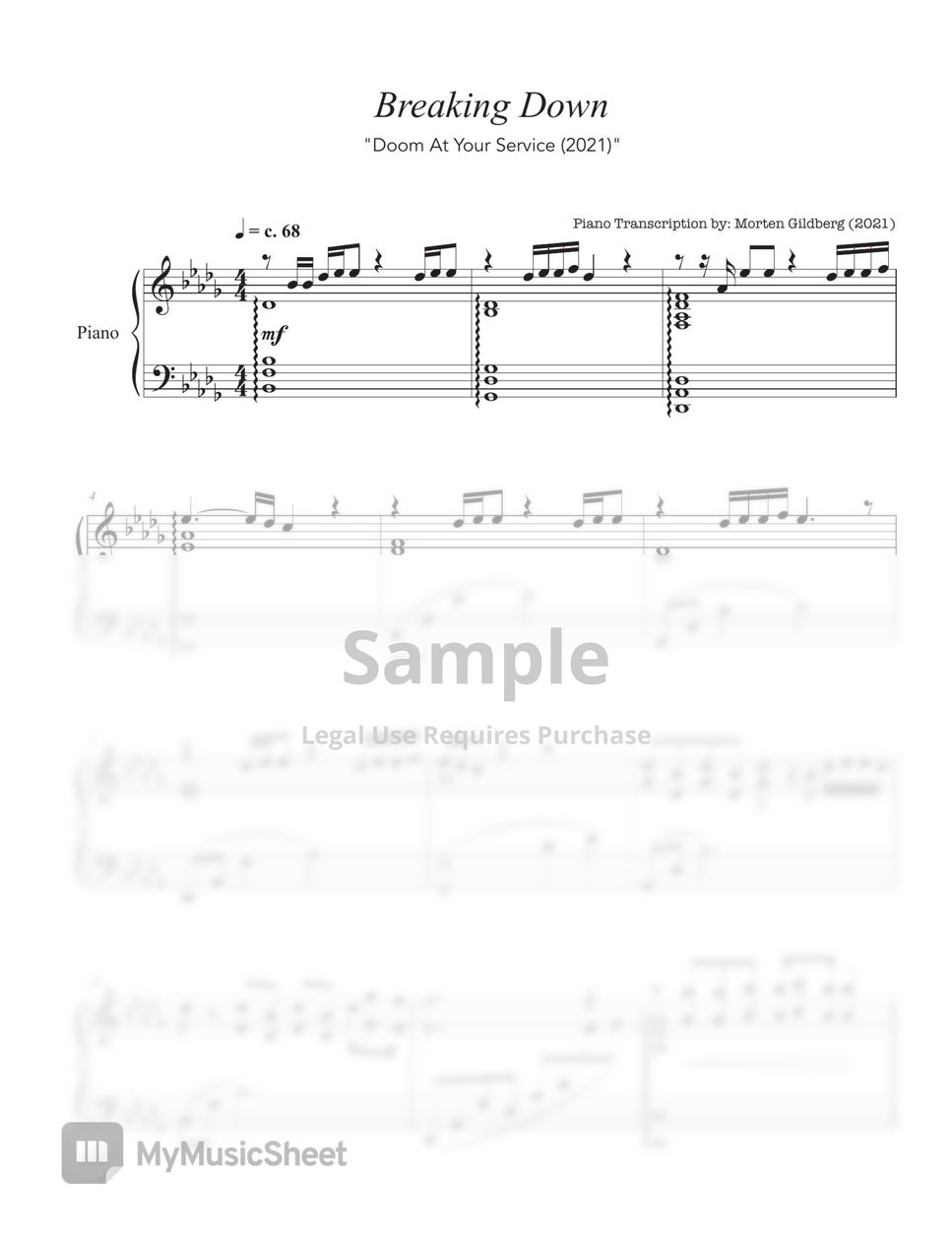 AILEE - BREAKING DOWN - Doom At Your Service (2021) - Advanced piano arrangement Sheets by ...