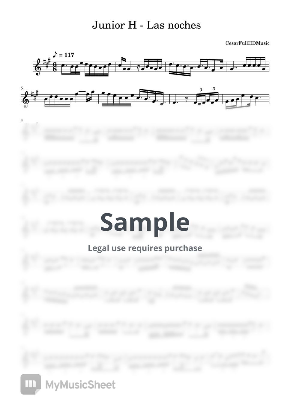 Junior H - Las noches Sheets