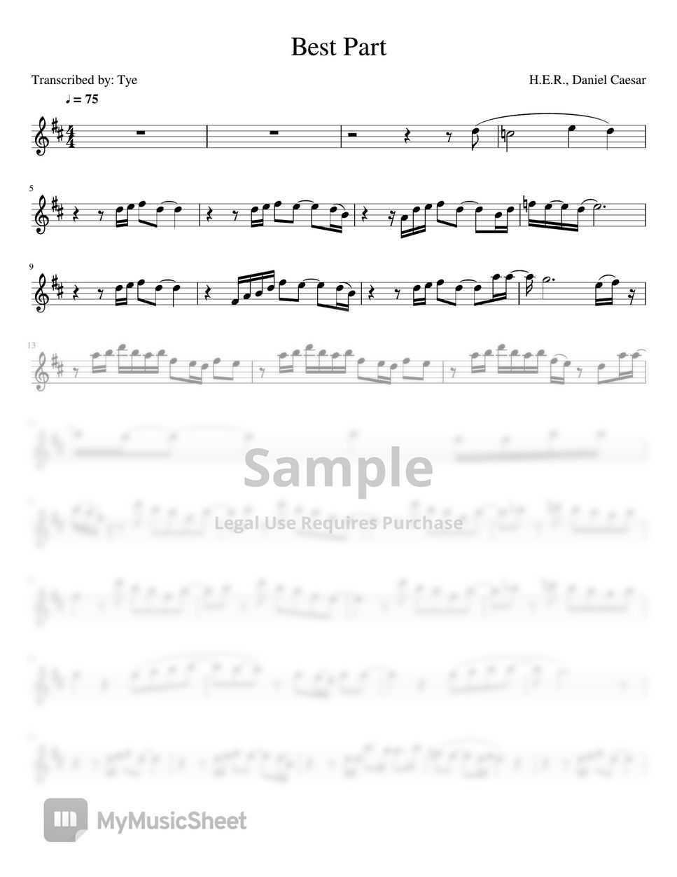 H.E.R., Daniel Caesar - Best Part Sheets by Tye