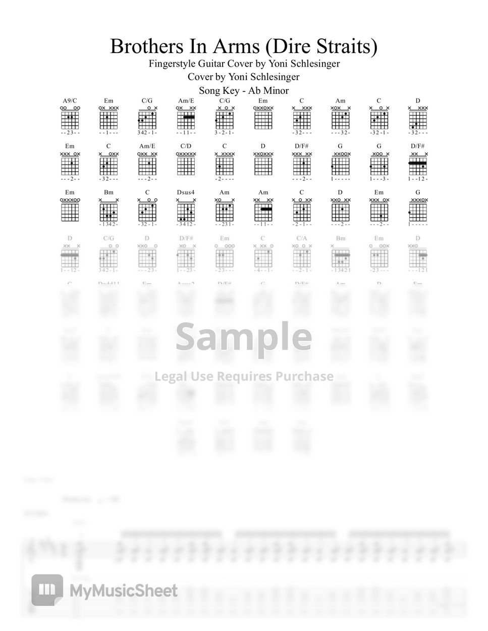 Dire Straits - Brothers In Arms (Vocals version) Sheet Music by Yoni ...