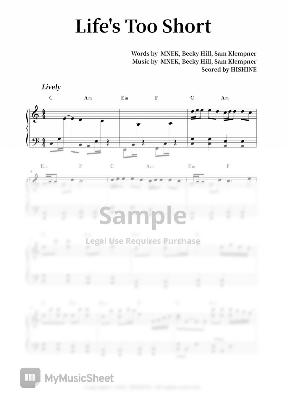 Life's Too Short - aespa (with Simple ver.) 악보 by HISHINE