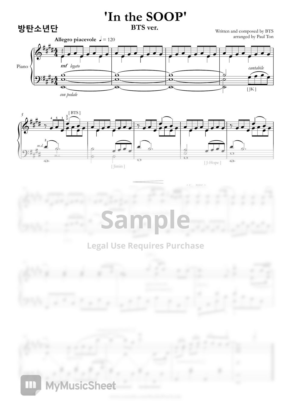 BTS - In the SOOP (Theme Song) 악보