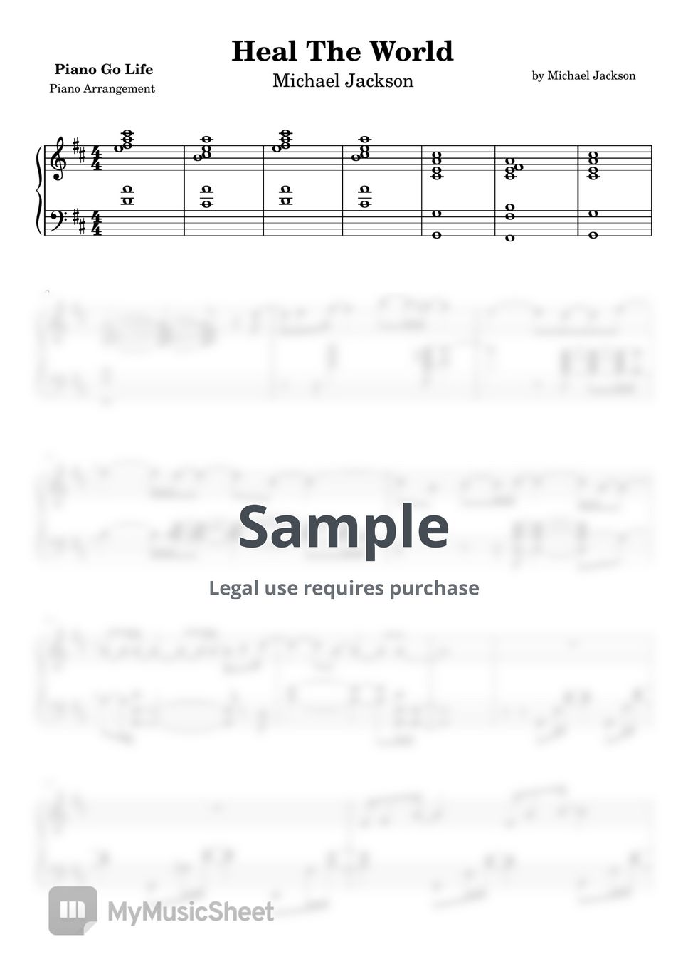 Michael Jackson - Heal The World Sheets by Piano Go Life