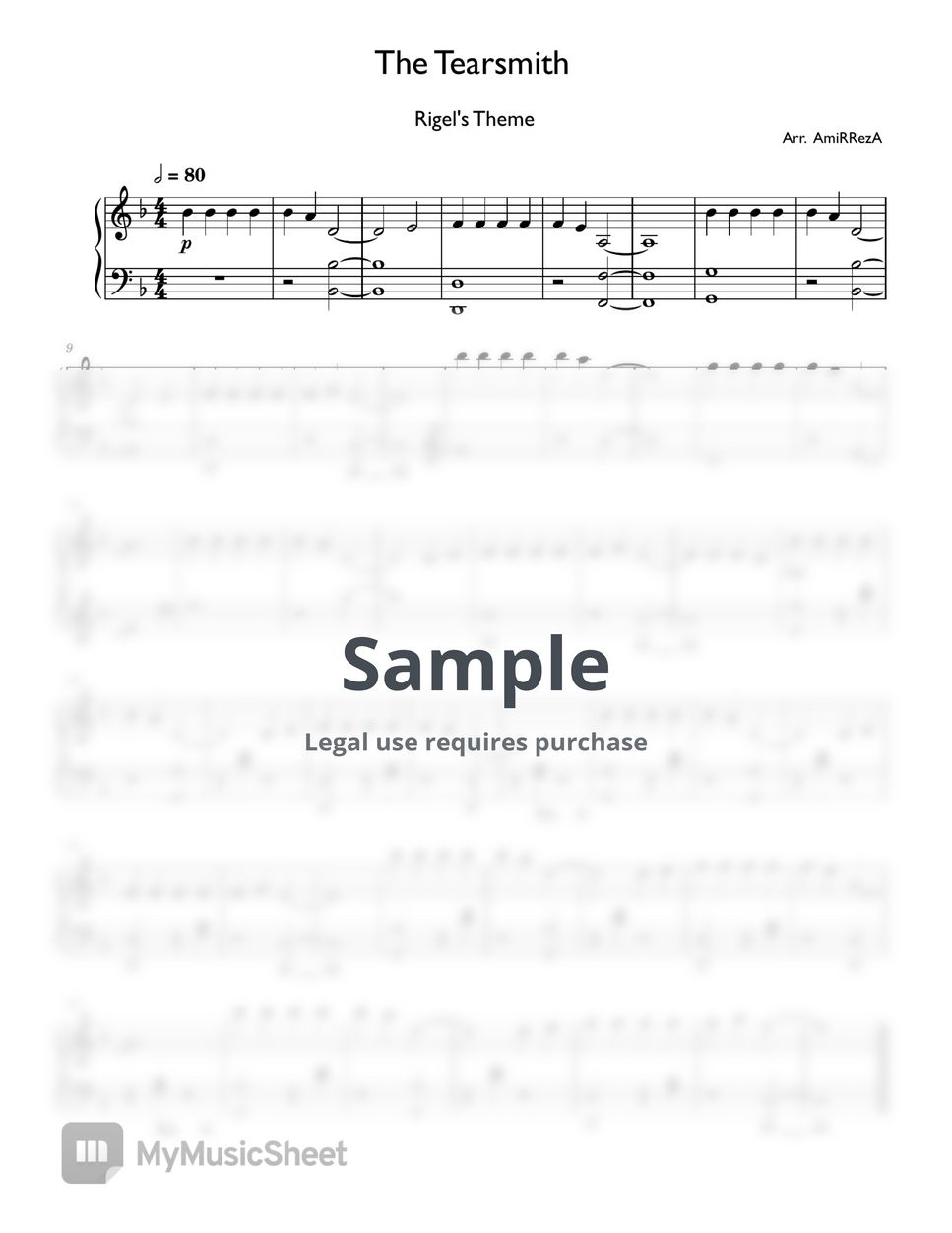 Andrea Farri - Rigel's Theme (The Tearsmith) 악보 by AmiRRezA