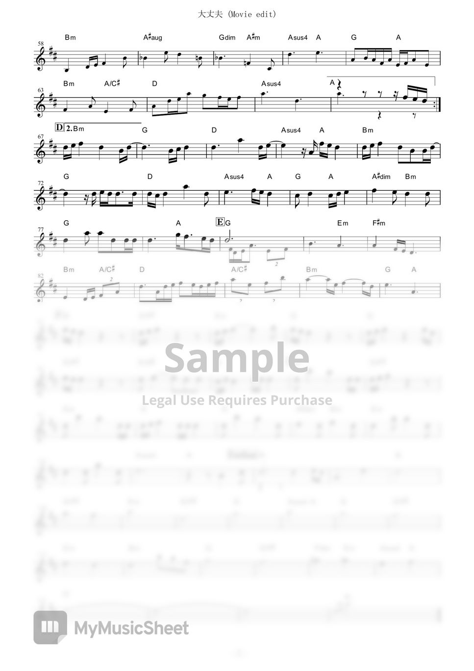 RADWIMPS - Daijoubu (Movie Edit) (Weathering with You / in Bb) Sheets by muta-sax