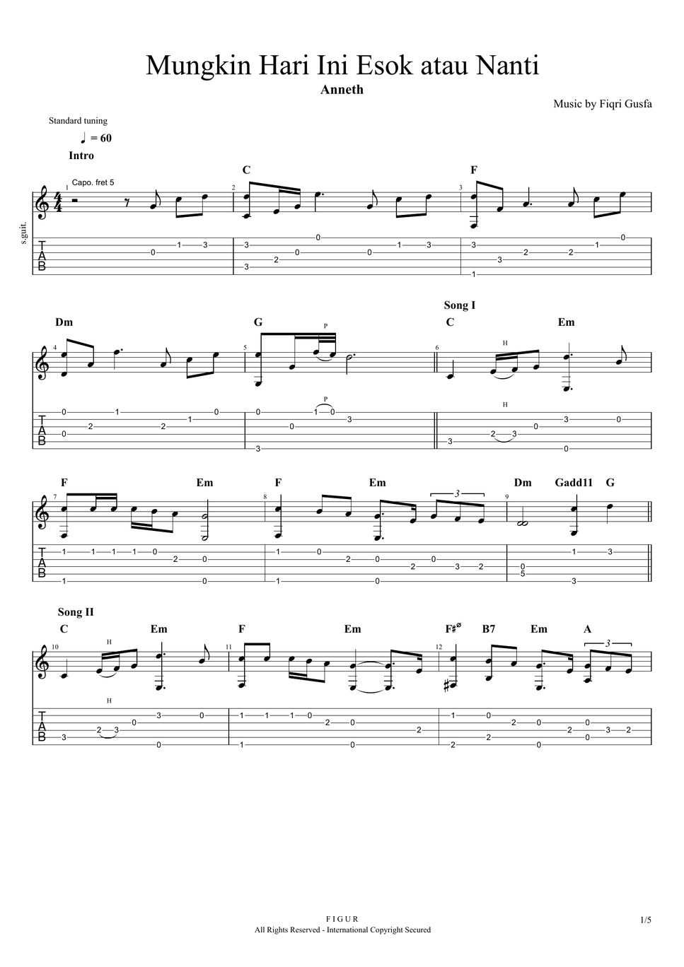 Anneth - Mungkin Hari Ini Esok atau Nanti Tab + 1staff by Fiqri Gusfa