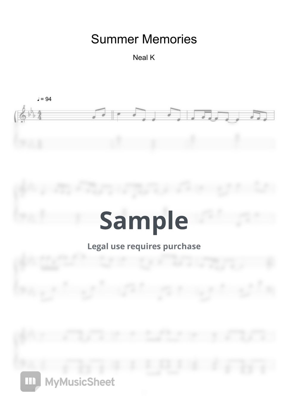 Neal K - 여름의 기억 (Summer memories) (Sheet Music, MIDI,) 악보 by sayu