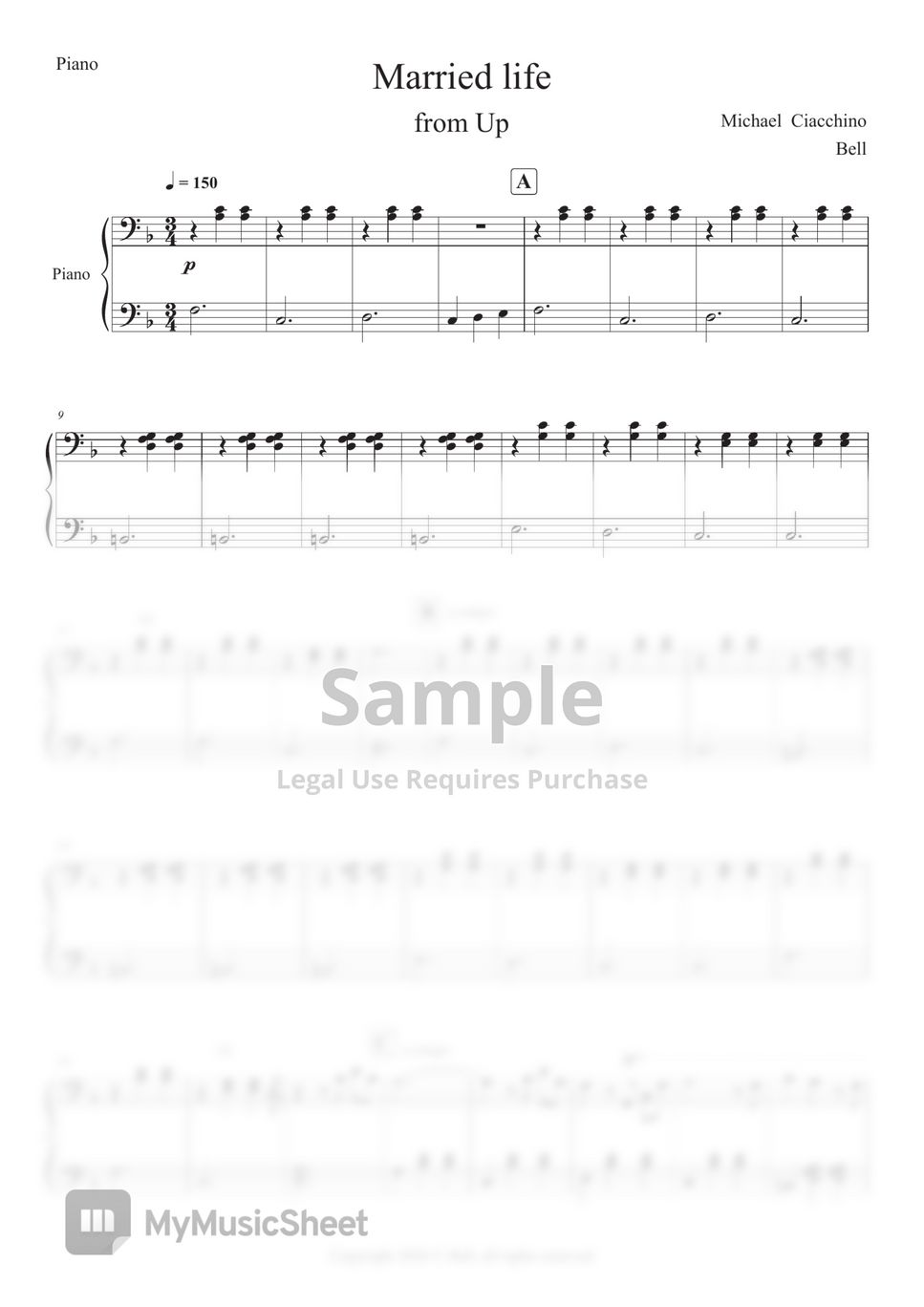 Up OST - Married Life (Violin&Piano) Sheet Music PDF | Bell | mymusic5