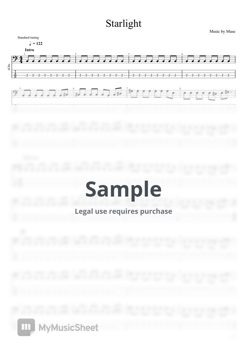 Muse - starlight 악보 by Tastybass