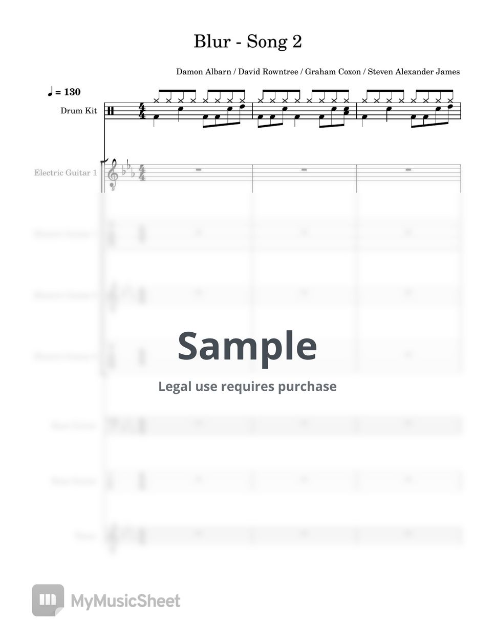 Blur - Song 2 Sheet Music by Blur