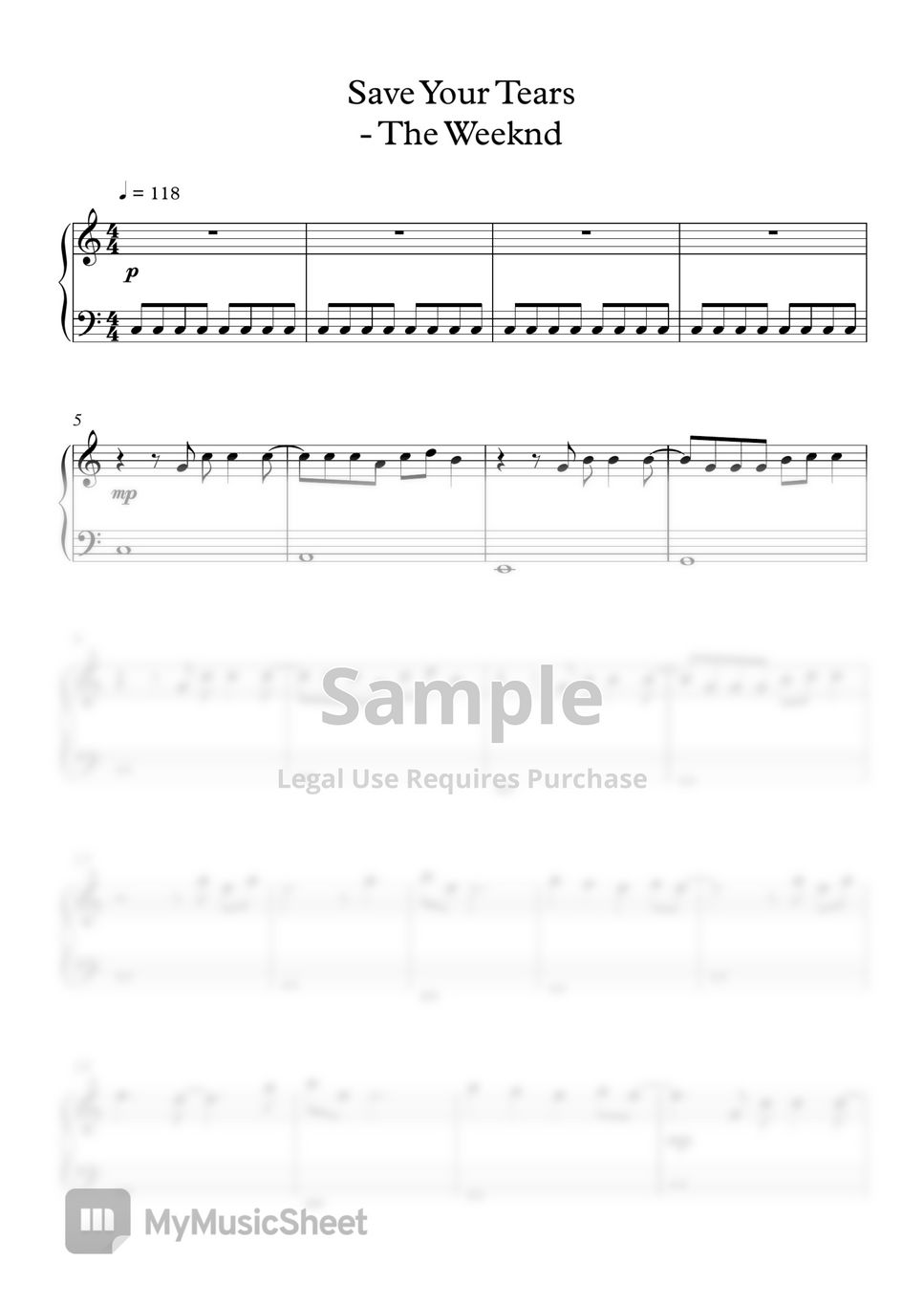 The Weeknd - Save Your Tears (EASY) Sheets by SlowEasyPiano