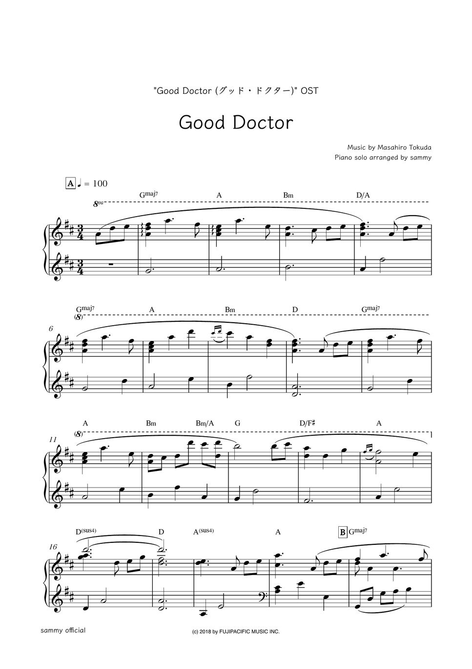 Japanese TV series "Good Doctor" OST - Good Doctor (グッド・ドクター) Sheet by ...