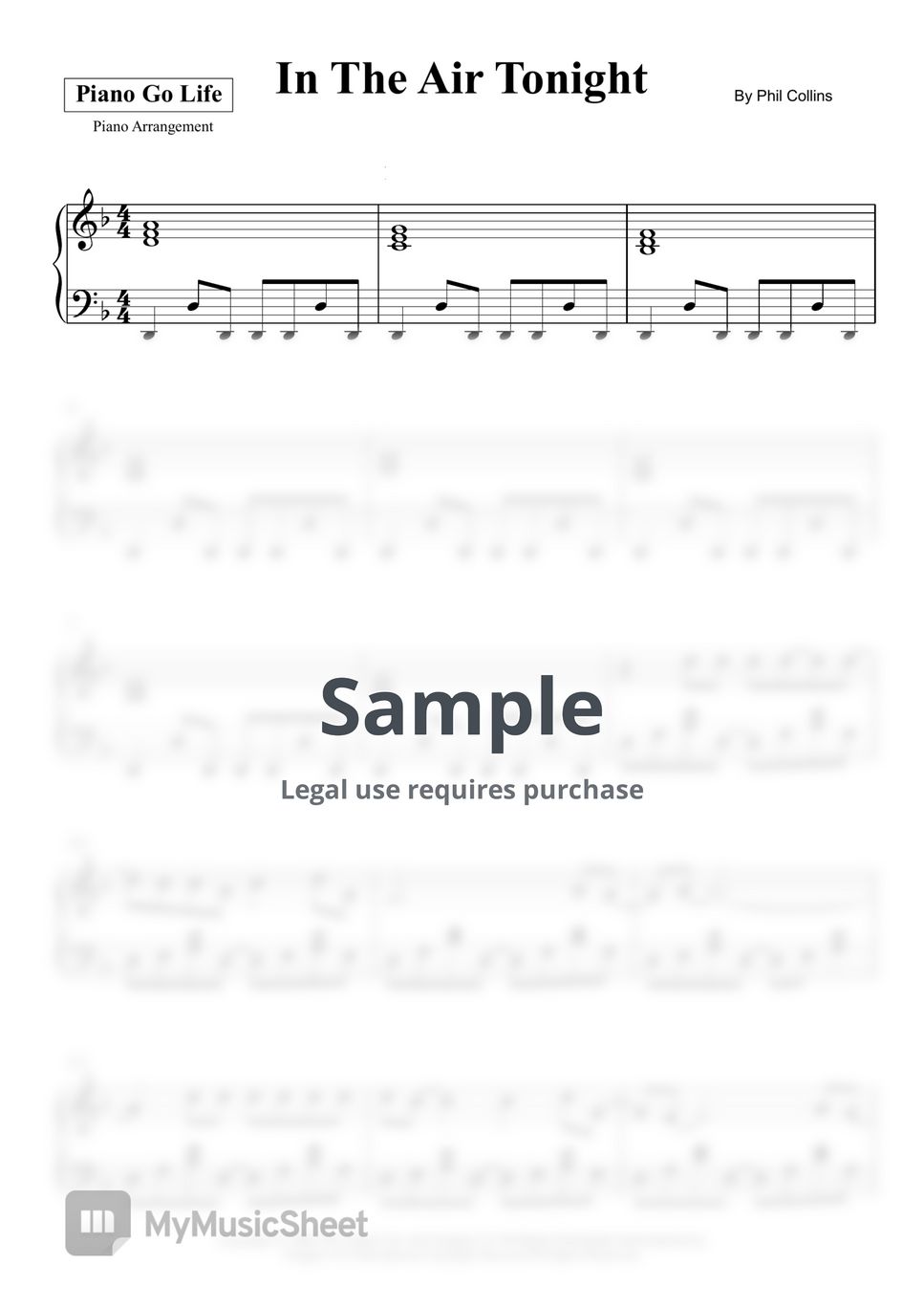 Phil Collins - In The Air Tonight Sheet Music by Piano Go Life