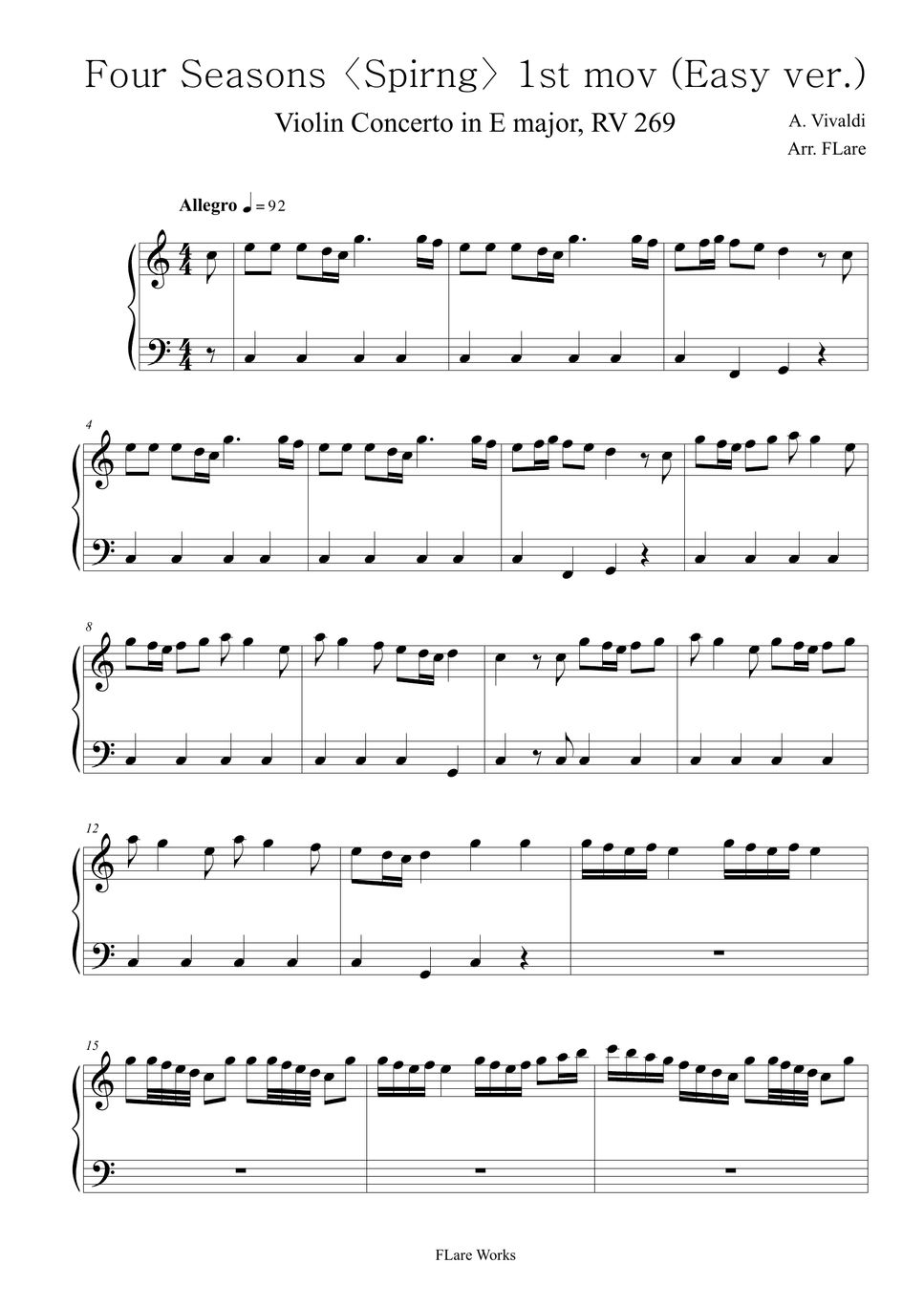 Vivaldi Four Seasons Violin Sheet Music