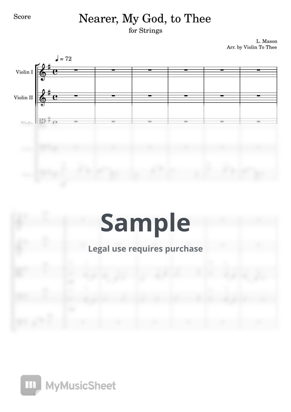 Lowell Mason - 〈Nearer, My God, to Thee〉 for Strings Sheet Music by ...