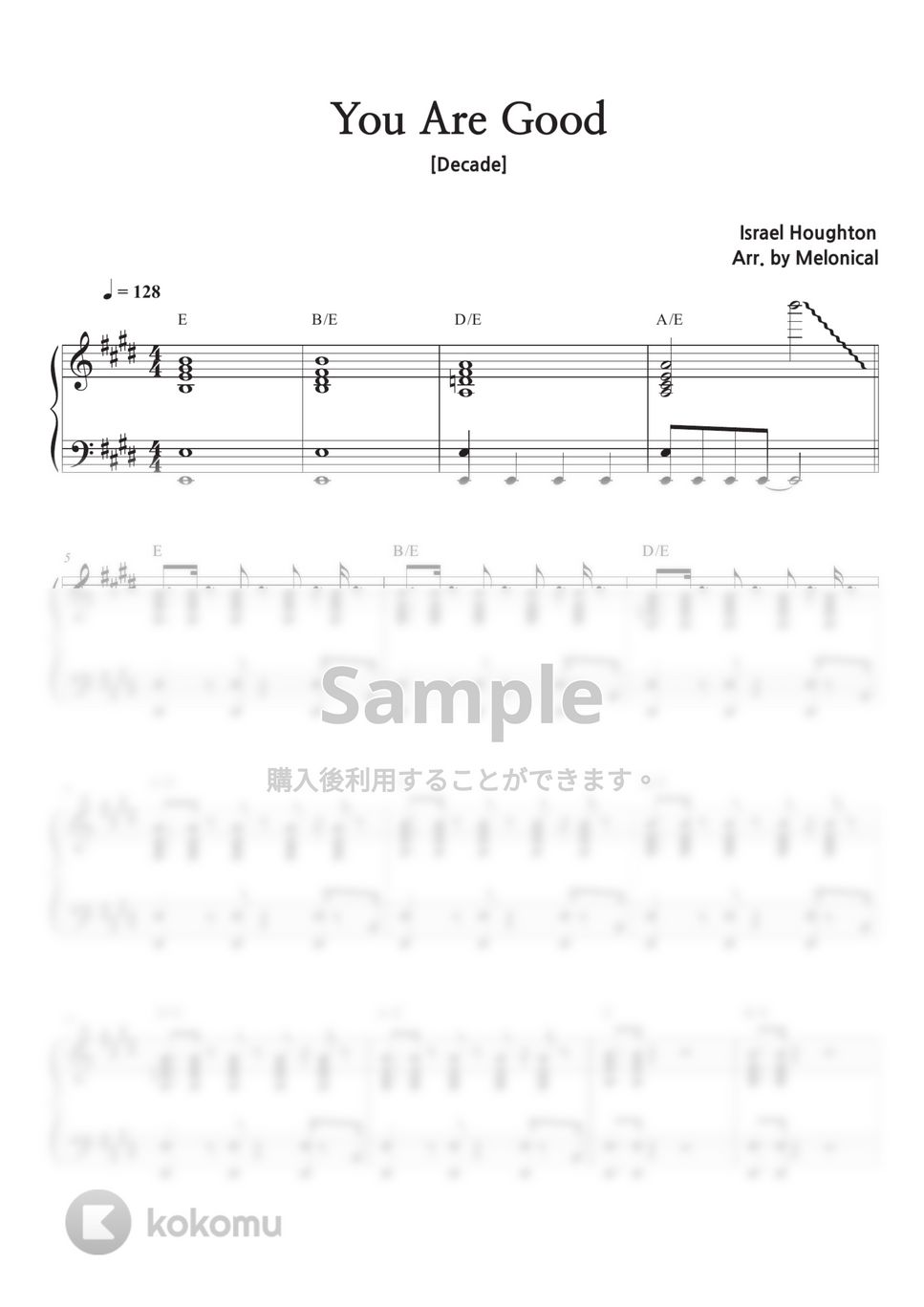 Israel Houghton - You Are Good (Main Keyboard) 楽譜 by Melonical