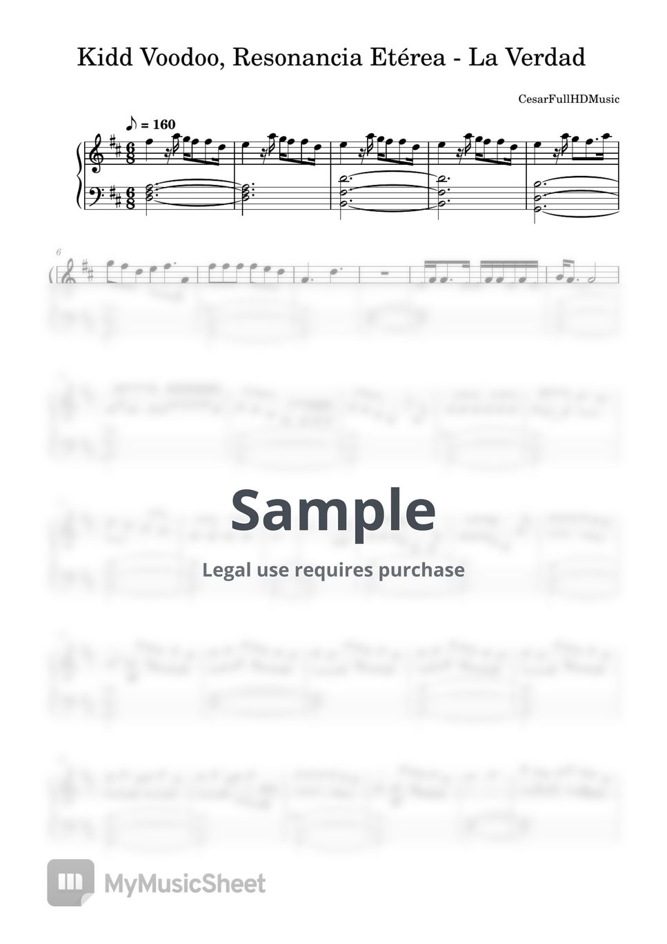 Kidd Voodoo, Resonancia Etérea - La Verdad Piano Sheet Music PDF | mymusic5