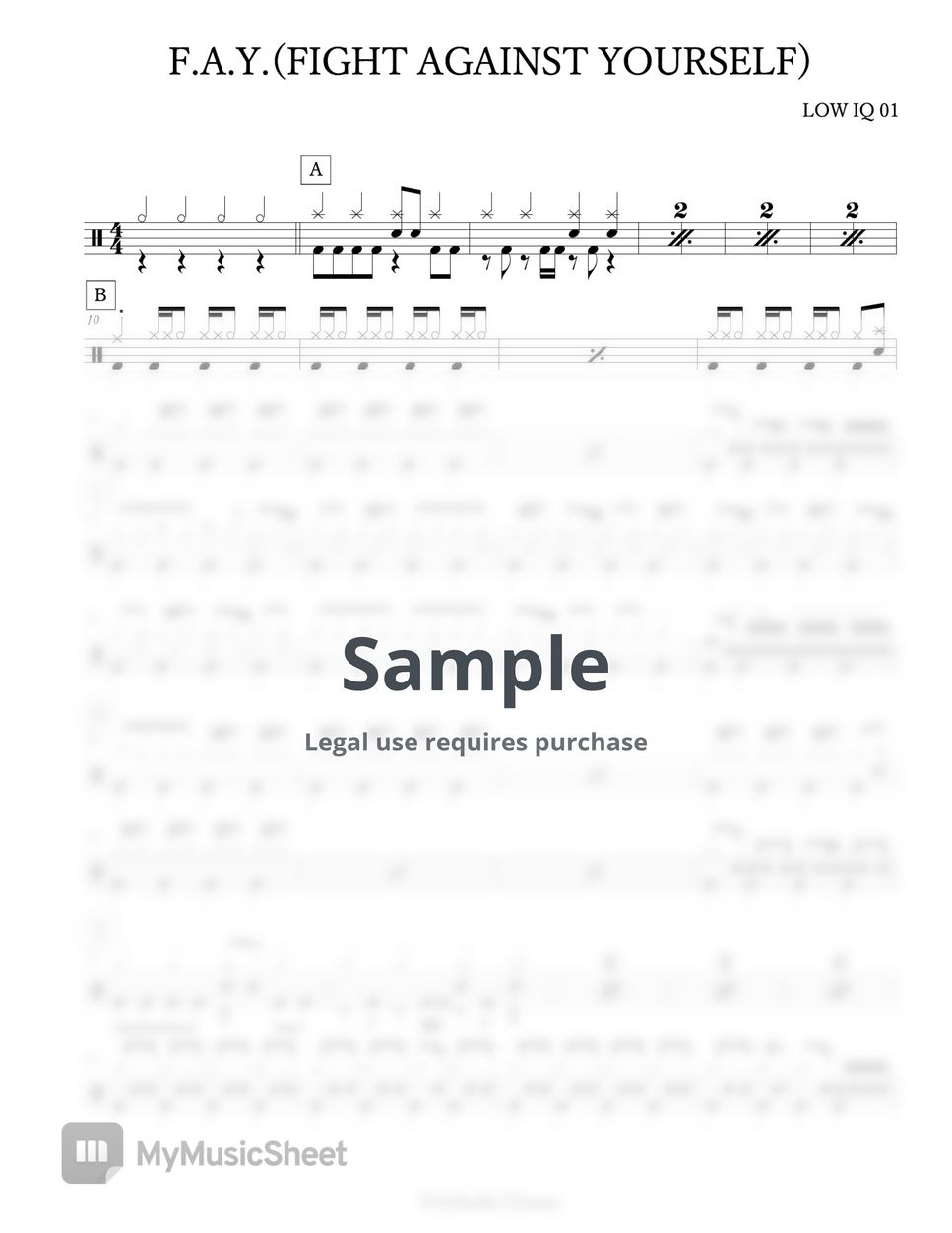 LOW IQ 01 - F.A.Y.(FIGHT AGAINST YOURSELF) Sheets by Arkadia Drums