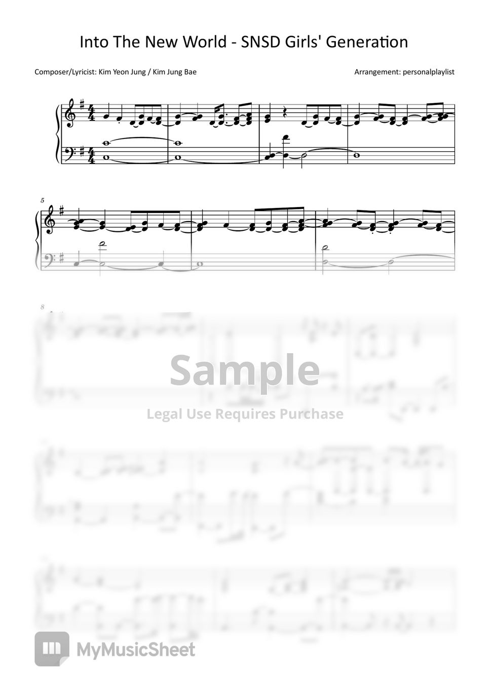 Girls' Generation - Into The New World Sheets by personalplaylist