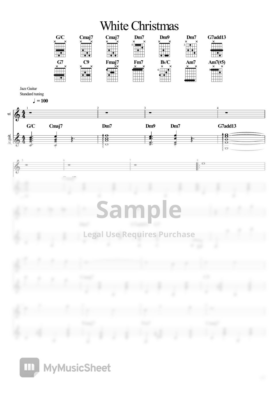 White Christmas Flute/Guitar Duet 楽譜