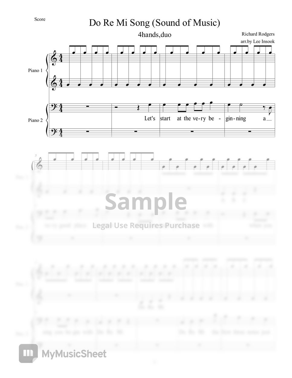 Richard Rodgers - Do Re Mi song (4hands) Sheets by Lisa music