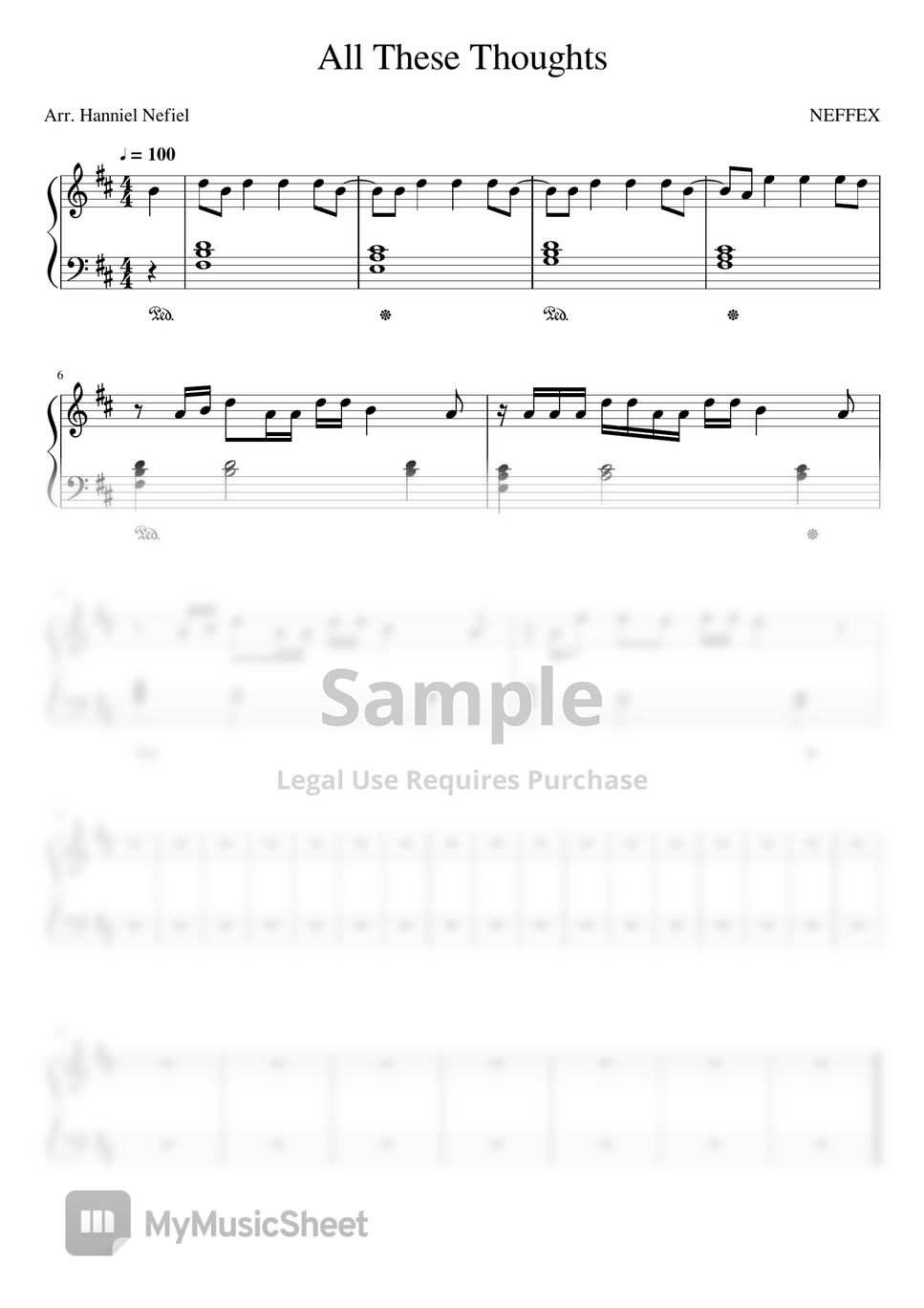 Neffex - All These Thoughts (Piano Sheets) 樂譜 by Hanniel Nefiel
