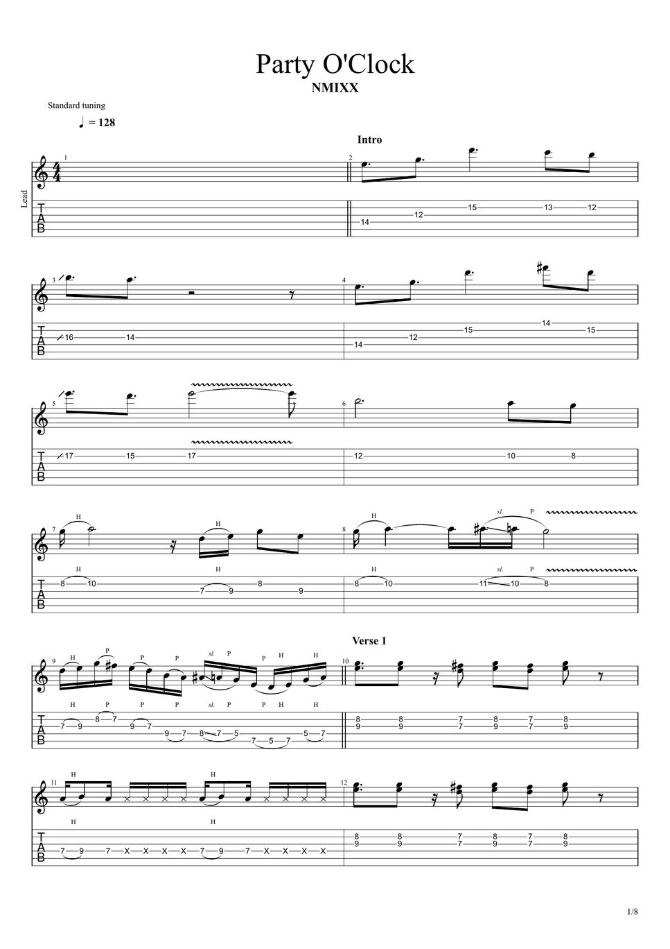 NMIXX - Party O'Clock Tab + 단선 악보 by Rob Ethereal