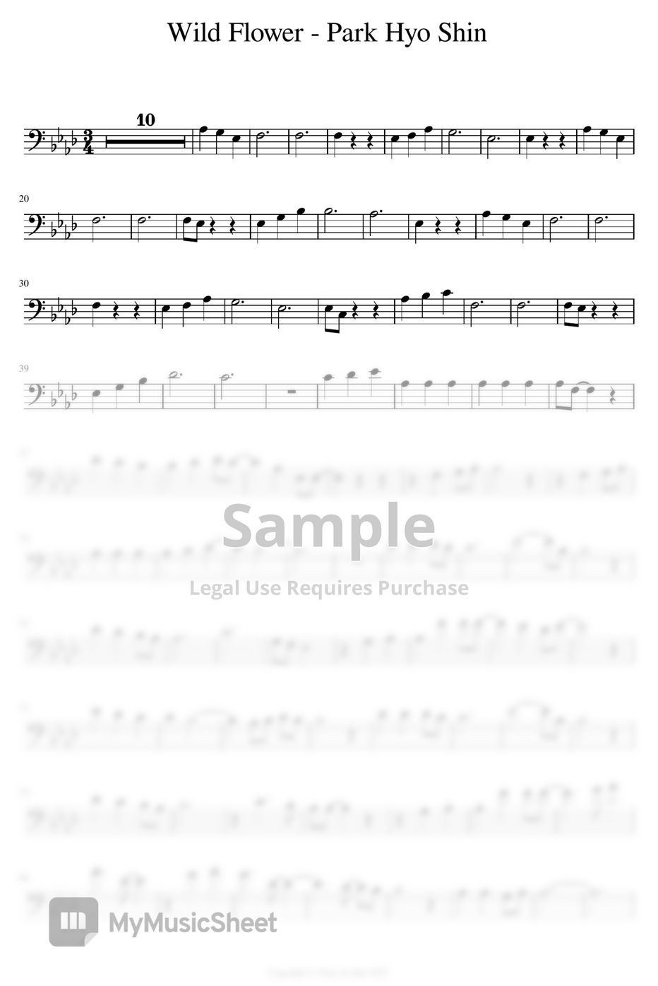 Park Hyo Shin - Wild Flower (Cello Part) Sheets by Tomo & Julie