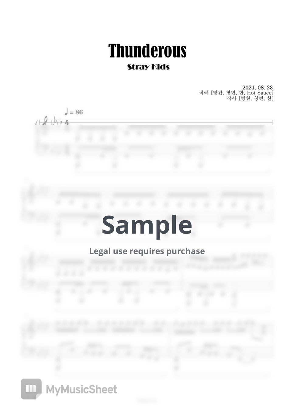 Stray Kids (스트레이키스) - 소리꾼 (Thunderous) Sheet Music by boknowa