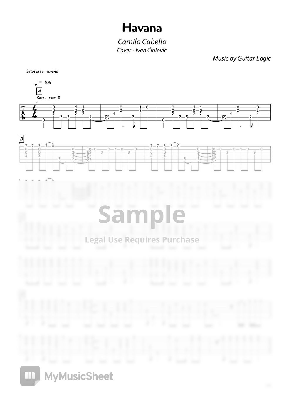 Camila Cabello - Havana (Fingerstyle version) Sheet Music by Guitar Logic