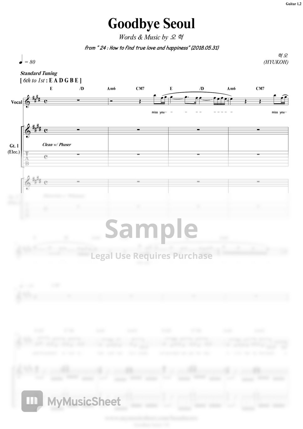 HYUKOH - Goodbye Seoul | Guitar Sheet Music