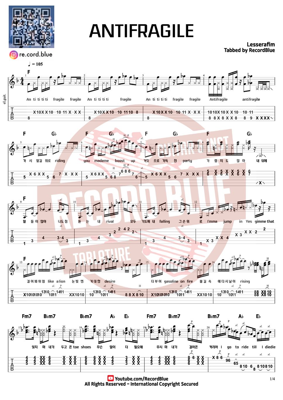 LE SSERAFIM(르세라핌) - ANTIFRAGILE(안티프래자일) نوتة by RecordBlue