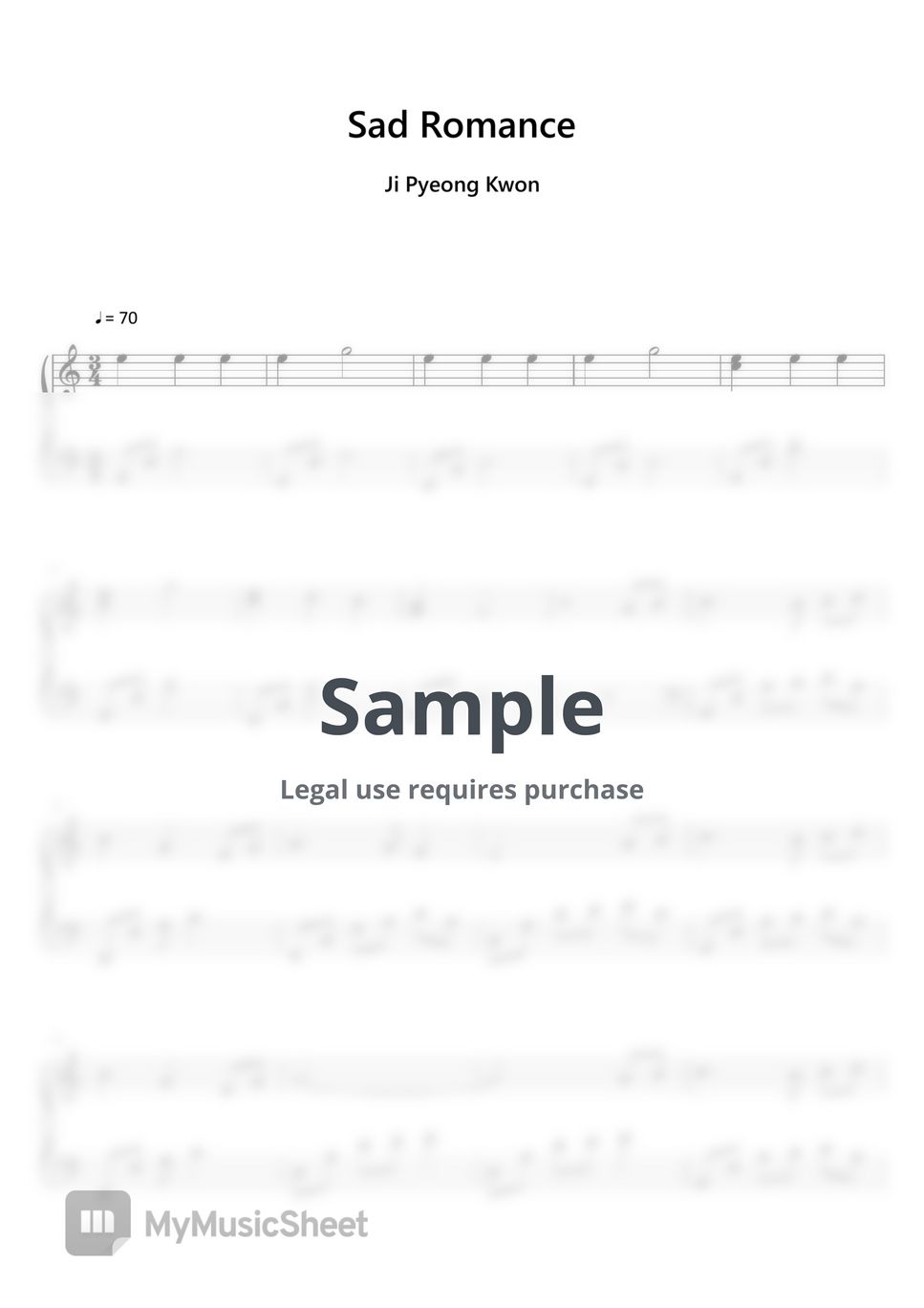 Ji Pyeong Kwon - Sad Romance (Sheet Music, MIDI,) Sheets by sayu