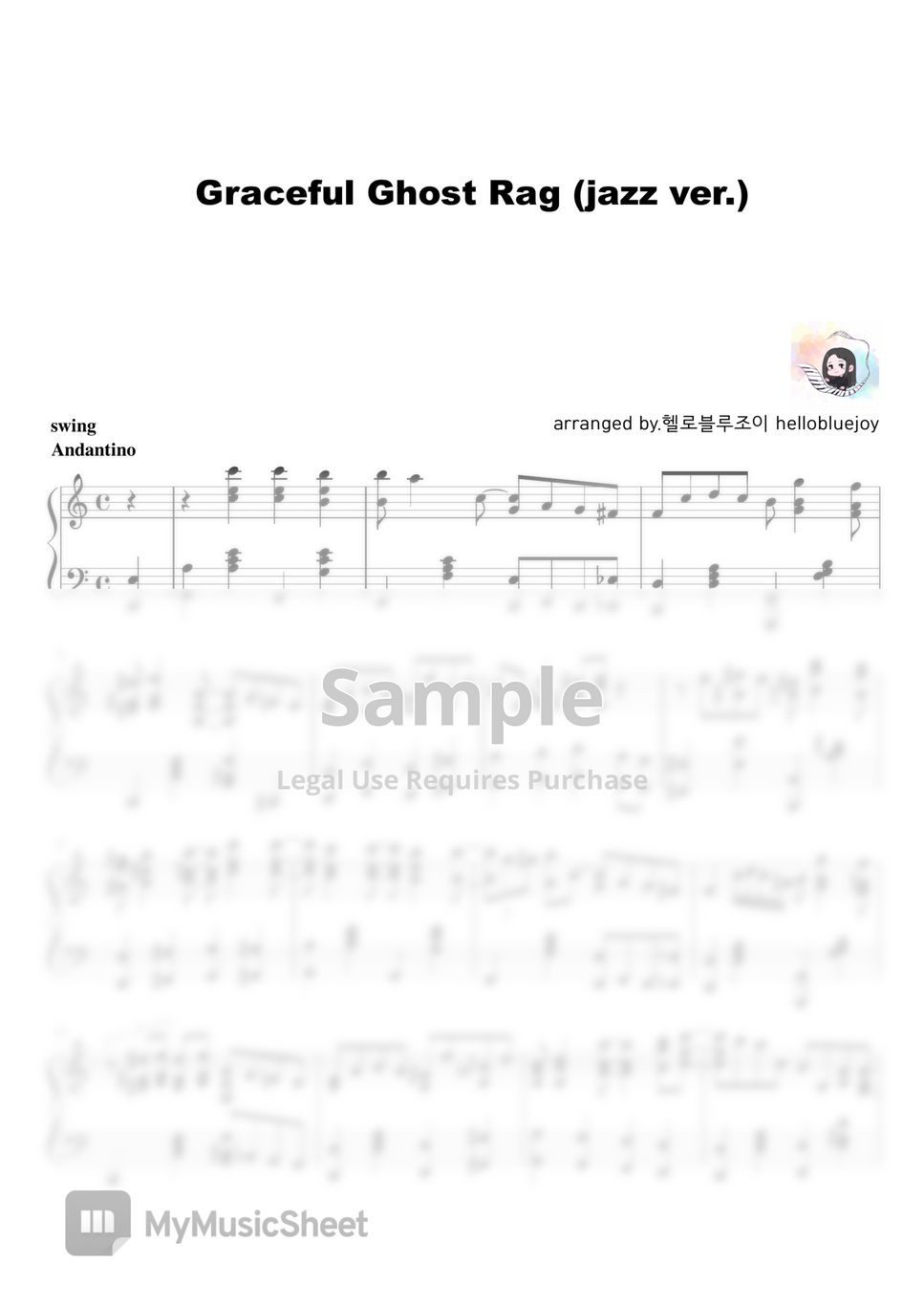 William Bolcom - Graceful Ghost Rag (jazz ver.) Sheet Music by 헬로블루조이 hellobluejoy