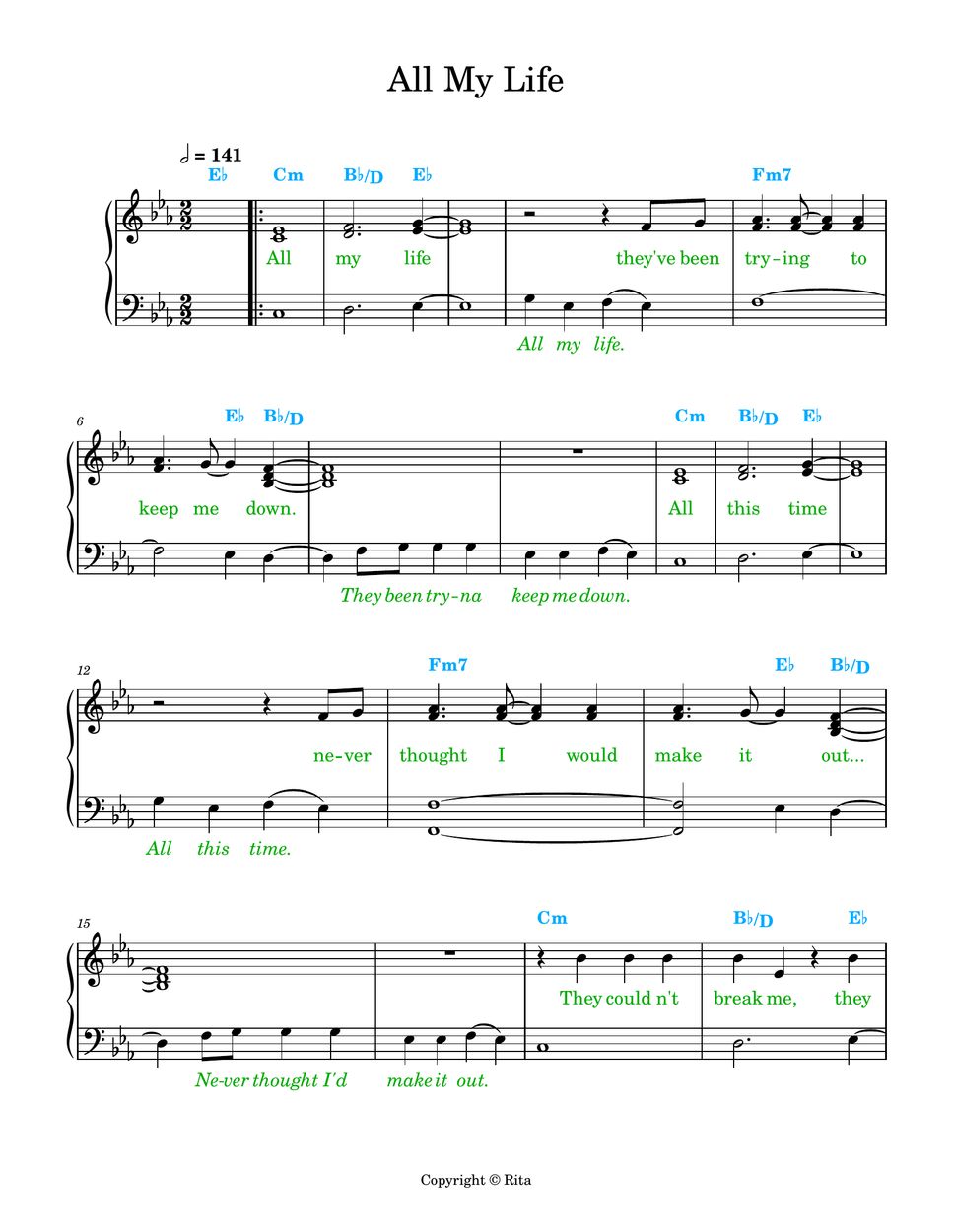 LIL DURK - All My Life (Lyrics, chords) Sheet Music by Rita B