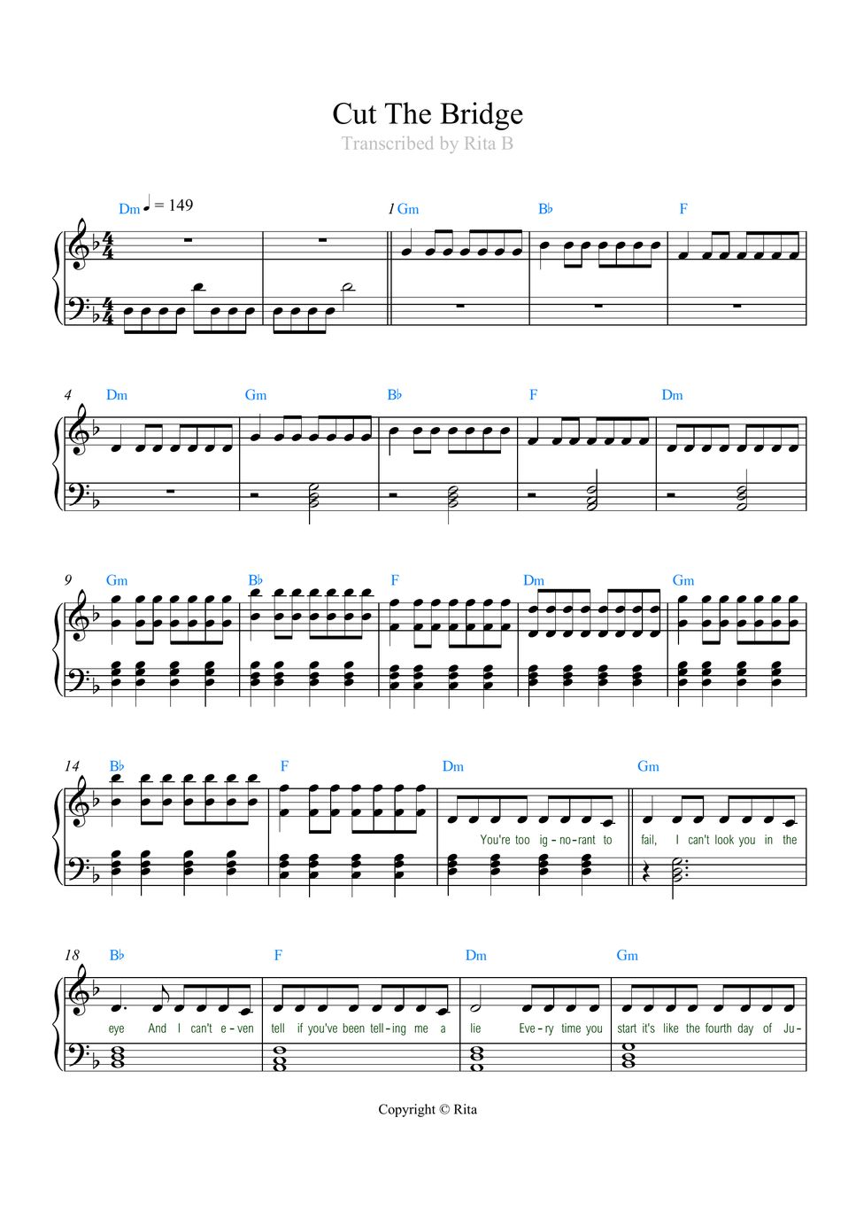 Linkin Park - Cut The Bridge (Accurate easy version with lyrics and ...