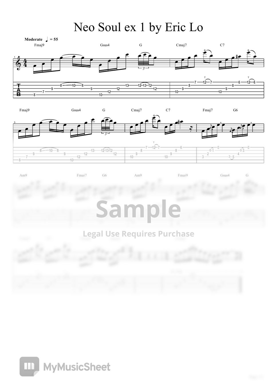 Eric Lo - Neo Soul guitar finger style ex 1 TAB by Eric Lo