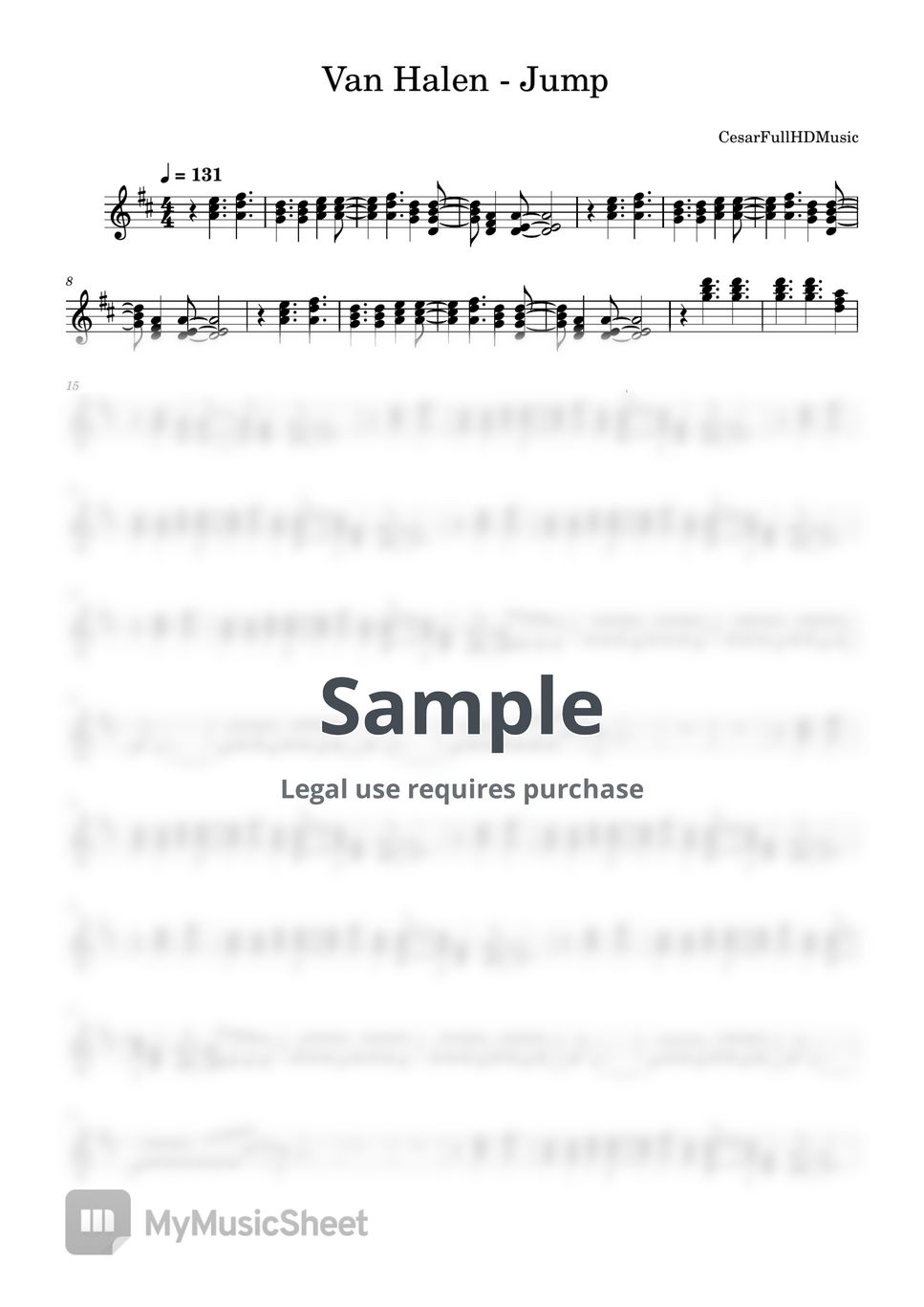 Van Halen - Jump Sheet Music