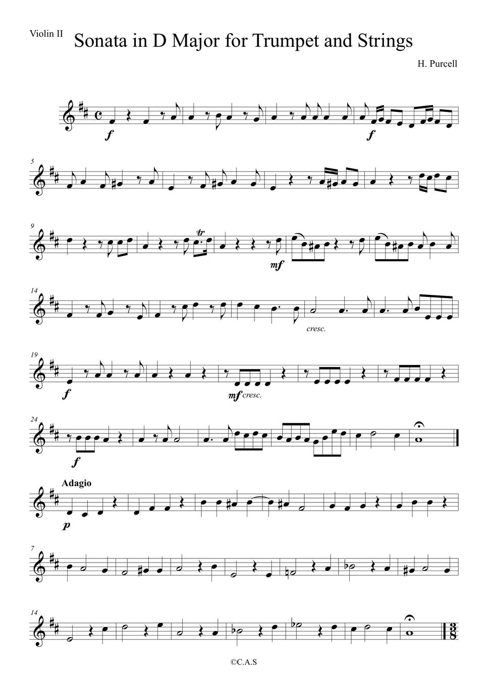 H.Purcell - Sonata for Trumpet and Strings 악보 by torihouse